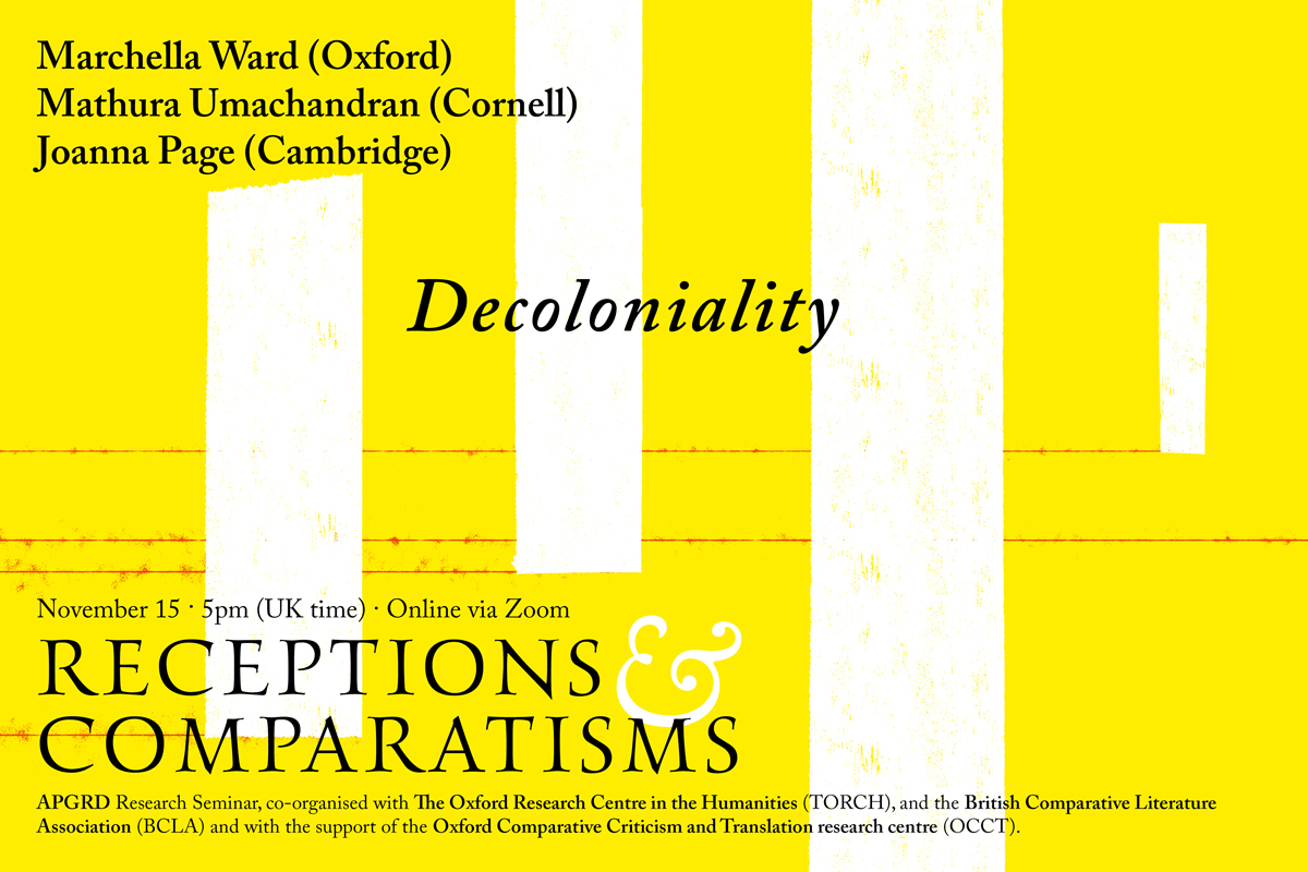 Decoloniality (Receptions and Comparatisms Seminar, online) | Faculty ...